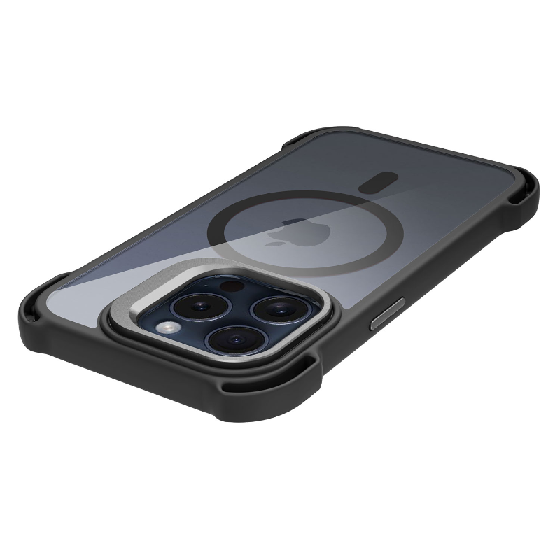 MOBUSA iPhone 15 Pro 6.1, TPU+2.0 PC+ Alu Camera ring, Bungee Black Case