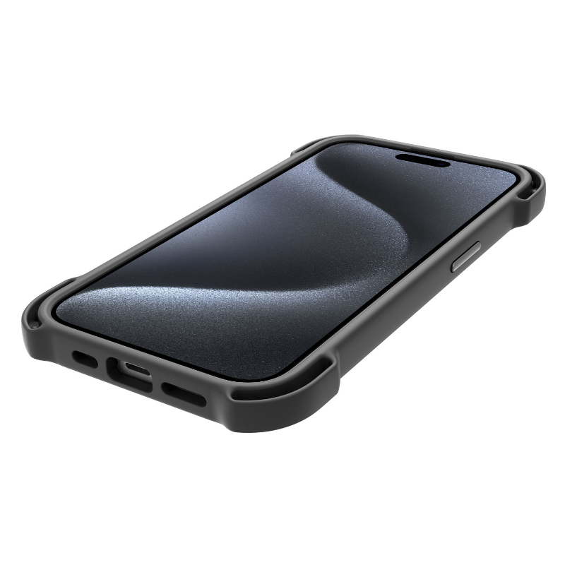 MOBUSA iPhone 15 Pro 6.1, TPU+2.0 PC+ Alu Camera ring, Bungee Black Case